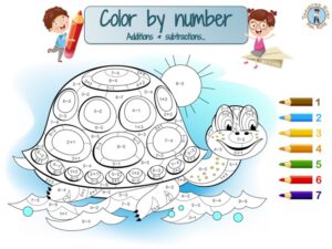 Turtle Color by number - Free printables - Treasure hunt 4 Kids