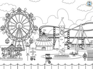 Amusement park Coloring Page - Treasure hunt 4 Kids