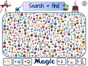 Magic Seek and find - Free Printable PDF Puzzle Game - Treasure hunt 4 Kids