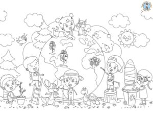 Take care of the Earth Coloring Page - Treasure hunt 4 Kids