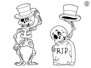 Halloween Skeleton Coloring Page - Treasure hunt 4 Kids