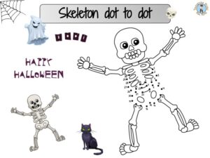 Skeleton dot to dot - Halloween printable - Treasure hunt 4 Kids