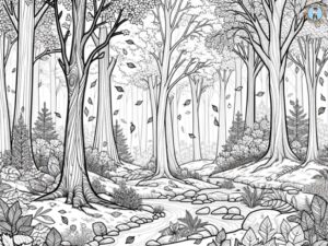 Fall Forest Coloring Page - Free Printables - Treasure hunt 4 Kids