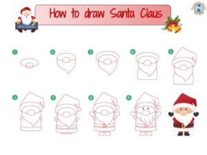 How to draw Santa Claus - Step-by-step drawing - Treasure hunt 4 Kids