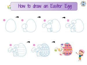 How to draw an Easter Egg - Step-by-step drawing - Treasure hunt 4 Kids