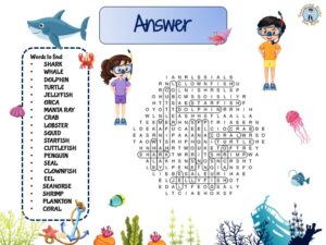 Sea Life Word Search - Free Printable Puzzle - Treasure hunt 4 Kids