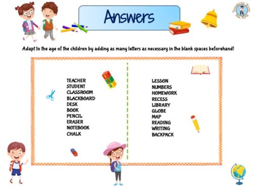 School Word Scramble - A Word Game for kids - Treasure hunt 4 Kids