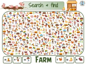 Farm Search and find - Free Printable PDF Game - Treasure hunt 4 Kids