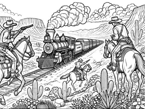 Cowboy Coloring Book - Instant Download - Treasure hunt 4 Kids