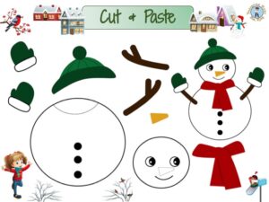 Snowman Cut and Paste - Free Printable Winter Craft - Treasure hunt 4 Kids